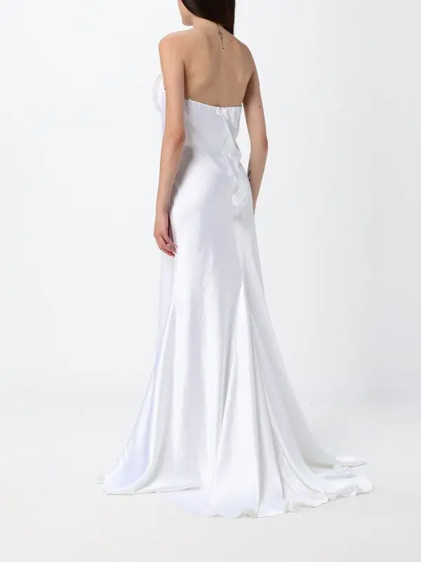 GENNY Off-the-shoulder Satin Bustier Bridal Gown With Ruffles