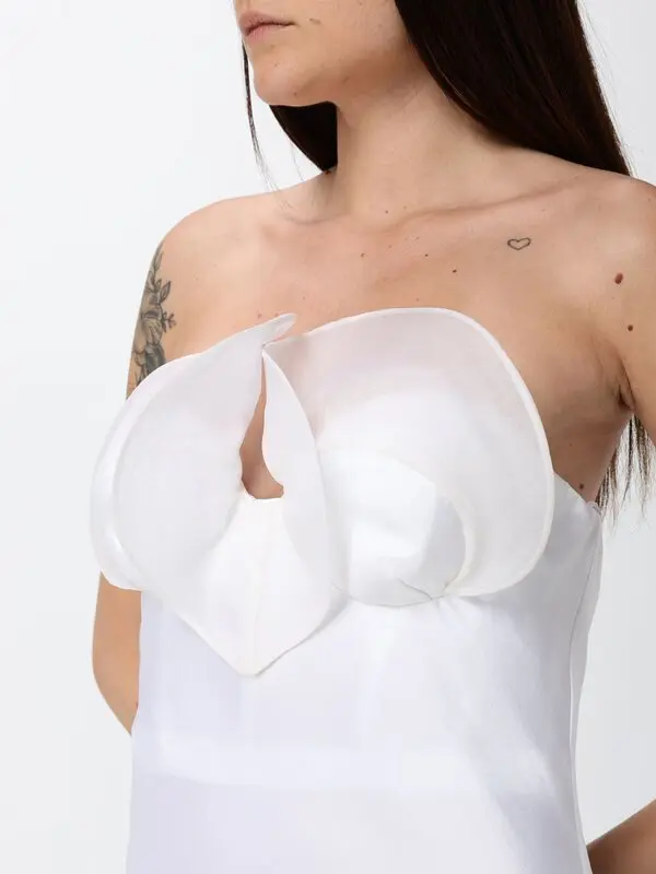 GENNY Off-the-shoulder Satin Bustier Bridal Gown With Ruffles