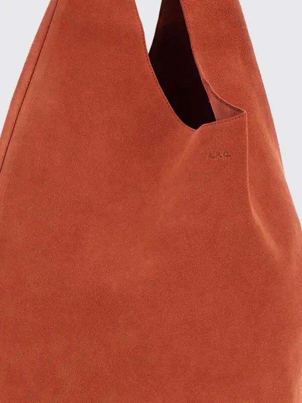 A.p.c. Le Neige Suede Leather Shoulder Bag With Rounded Shape And Flat Handle - Orange