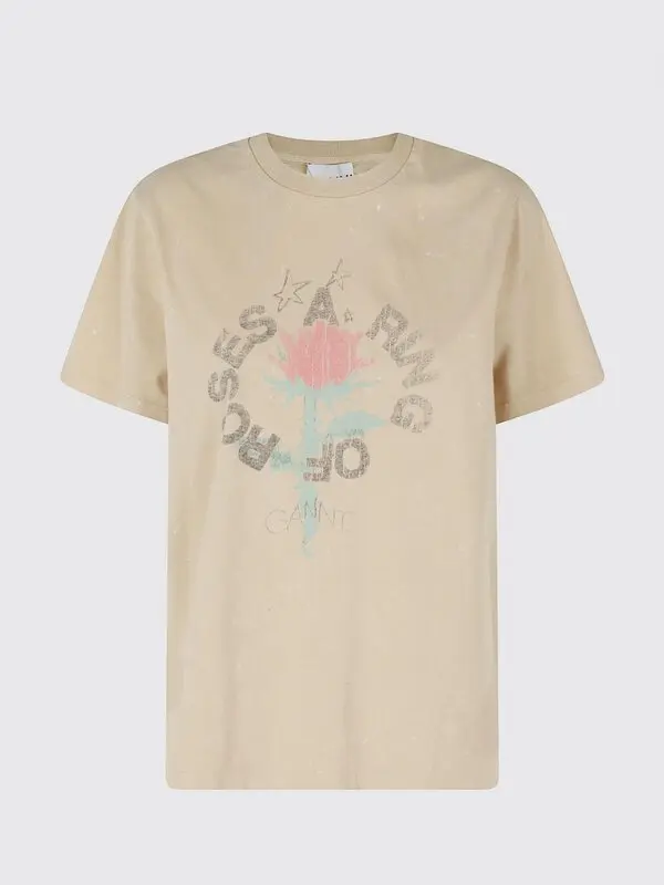 GANNI Printed Organic Cotton T-shirt - Brown