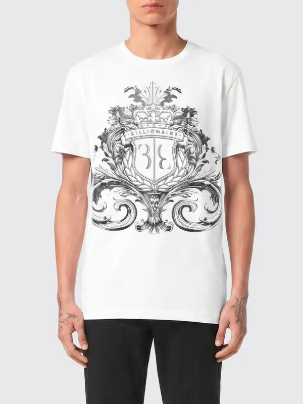BILLIONAIRE Printed Cotton T-shirt - White