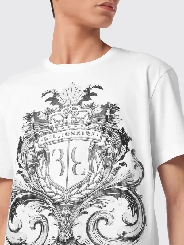 BILLIONAIRE Printed Cotton T-shirt - White