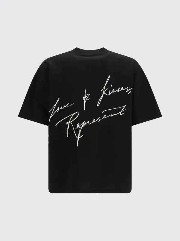 REPRESENT Logo Cotton T-shirt With Dropped Shoulders - Black
