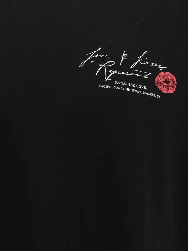 REPRESENT Logo Cotton T-shirt With Dropped Shoulders - Black