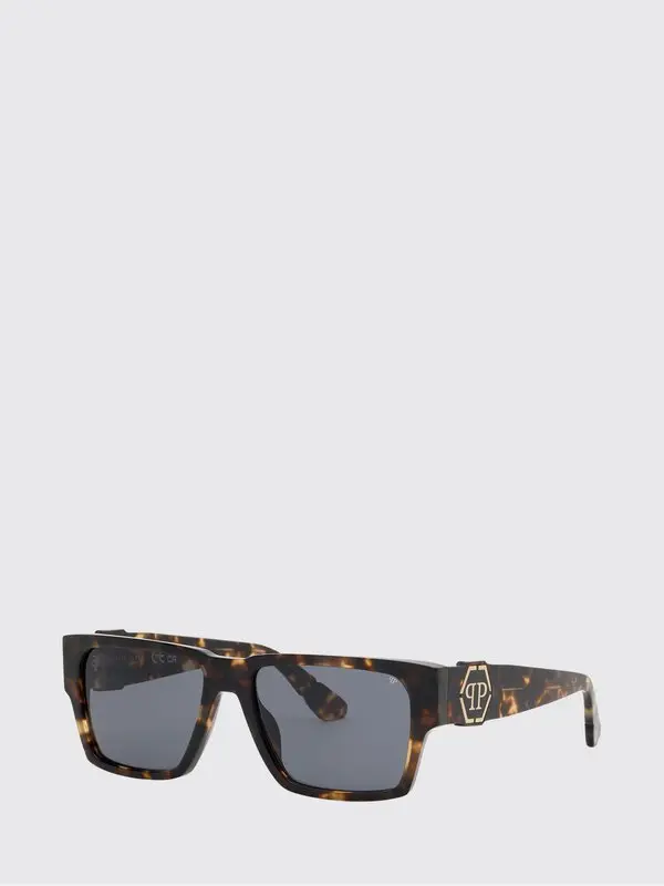 Philipp Plein Acetate Shield Sunglasses With Hexagon Logo - Brown