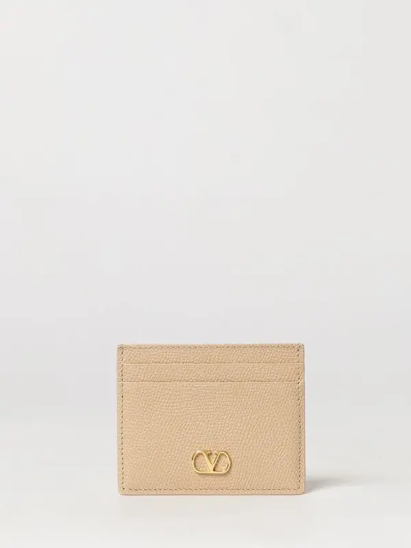 Valentino Garavani Vlogo Signature Calfskin Leather Card Holder With Five Slots - Pink