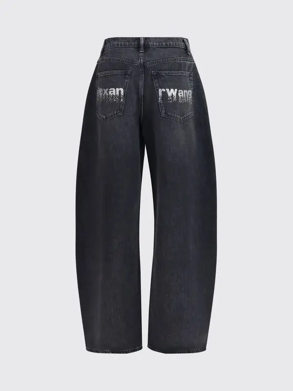 Alexander Wang High-waisted Baggy Jeans With Rhinestone Logo