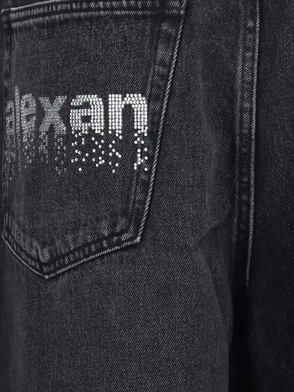 Alexander Wang High-waisted Baggy Jeans With Rhinestone Logo