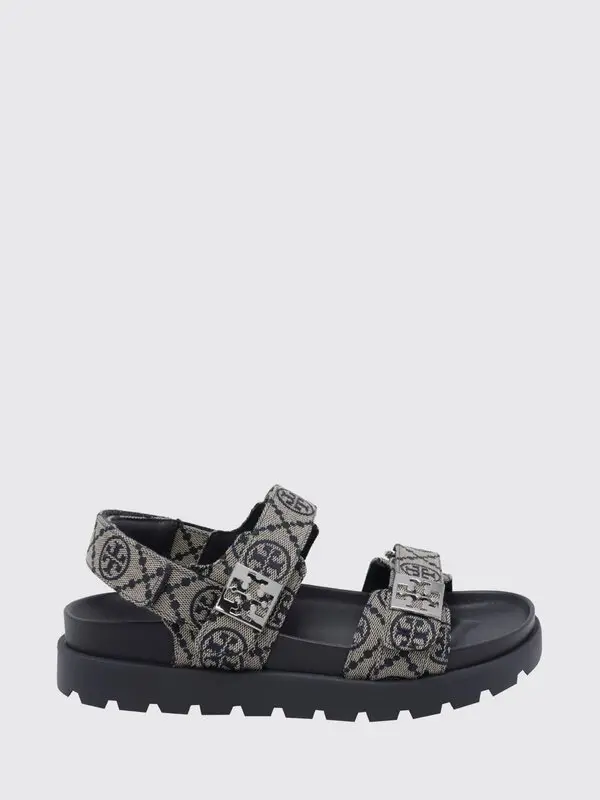 Tory Burch Mellow Double T Jacquard Canvas Platform Sandals - Blue