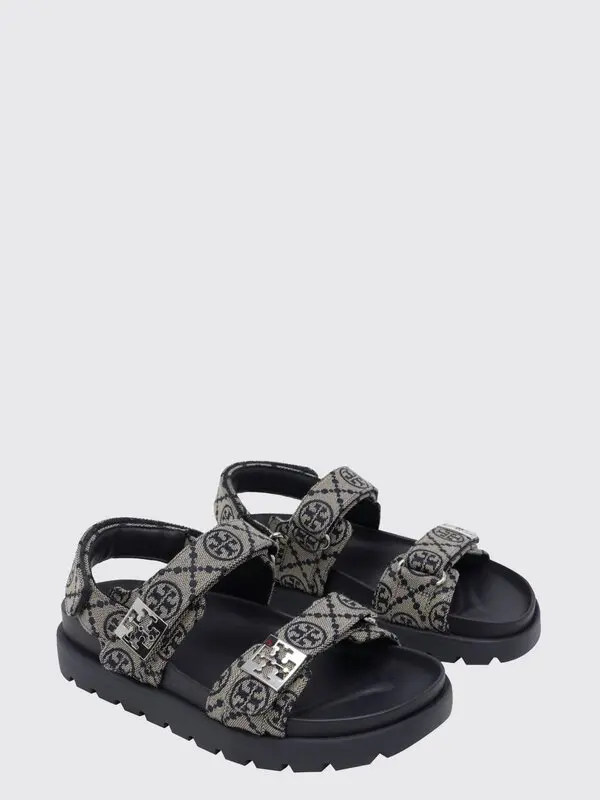 Tory Burch Mellow Double T Jacquard Canvas Platform Sandals - Blue