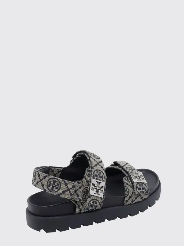 Tory Burch Mellow Double T Jacquard Canvas Platform Sandals - Blue