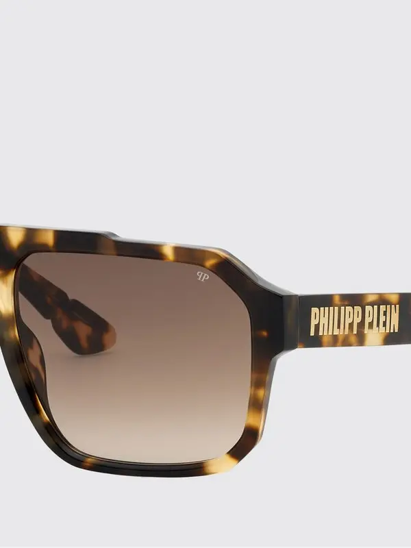 Philipp Plein Square Acetate Shield Sunglasses With Double Bridge - Brown