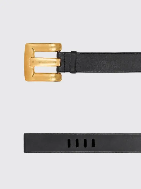 Balmain Smooth Calfskin Belt With Monogram Buckle - Black