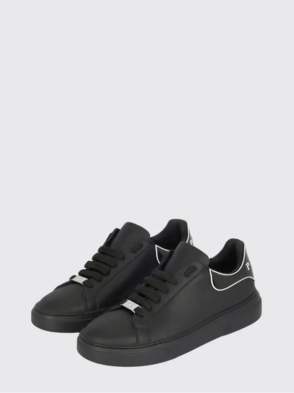 Philipp Plein Bi-leather Low-top Sneakers With Chunky Sole - Black