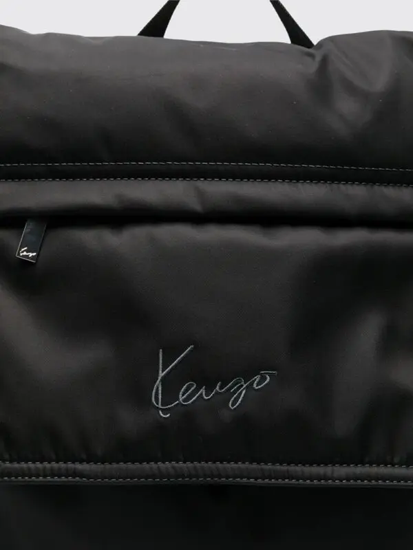 Kenzo Signature Nylon Backpack With Embroidered Logo And Drawstring Closure