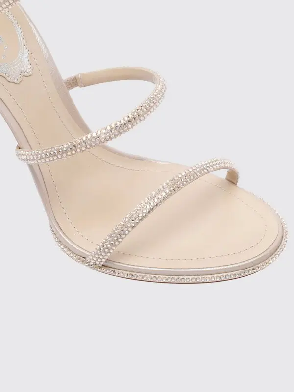 Rene Caovilla Cleo Crystal Embellished Spiral Strap High-heeled Sandals - Beige