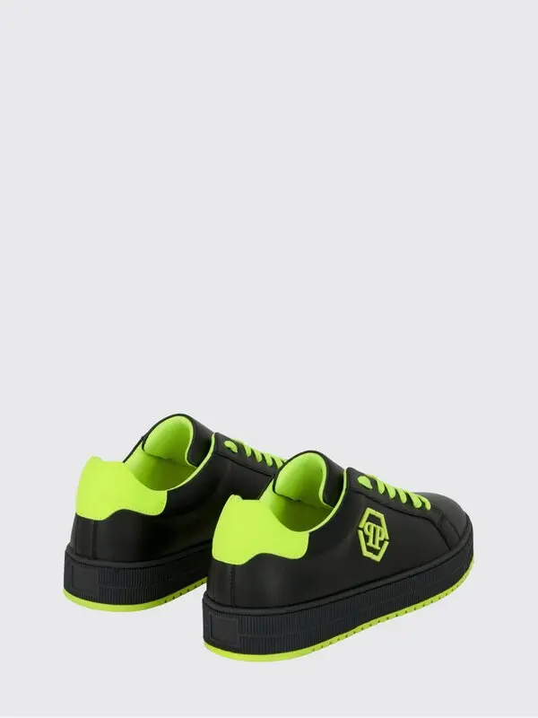 Philipp Plein Two-tone Monogram Leather Low-top Sneakers With Hexagon Logo