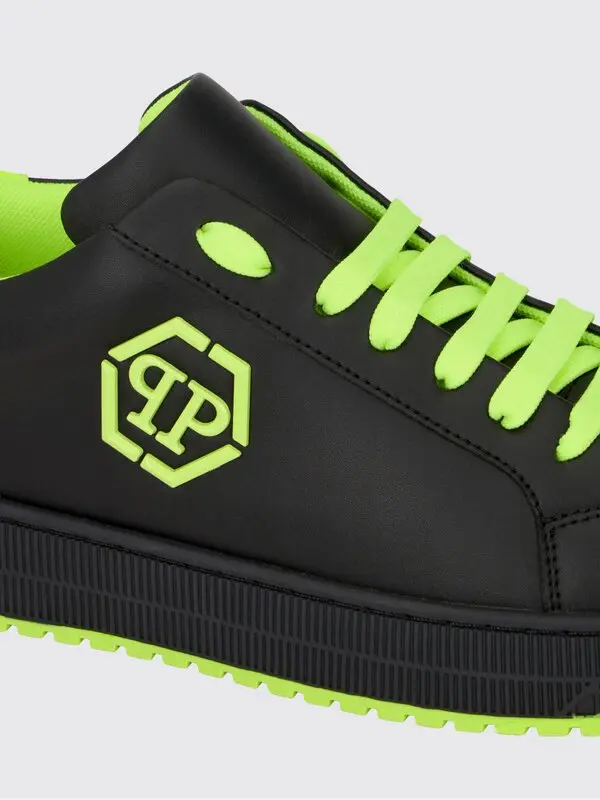 Philipp Plein Two-tone Monogram Leather Low-top Sneakers With Hexagon Logo