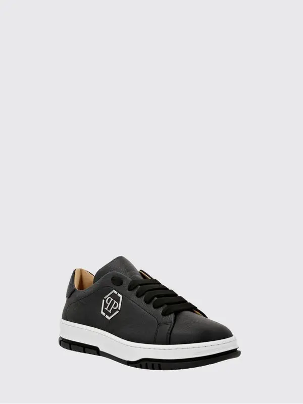 Philipp Plein Low-top Smooth Leather Sneakers With Hexagon Logo - Black