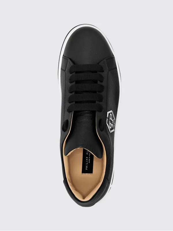 Philipp Plein Low-top Smooth Leather Sneakers With Hexagon Logo - Black