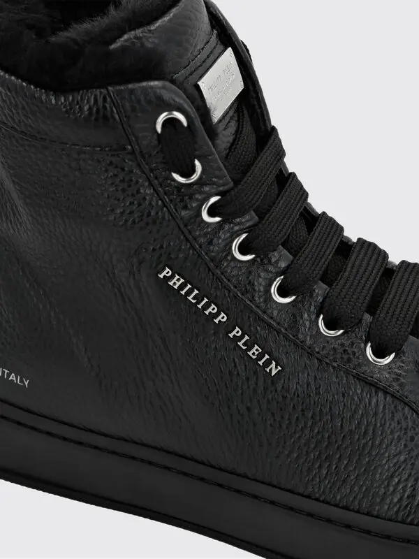 Philipp Plein High-top Grained Leather Sneakers With Shearling Lining