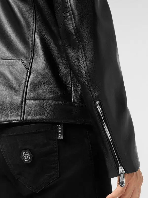 Philipp Plein Leather Biker Jacket