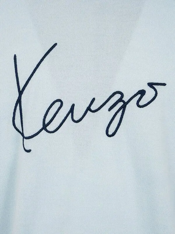 Kenzo Dropped Shoulder Pure Wool Logo T-shirt - Blue