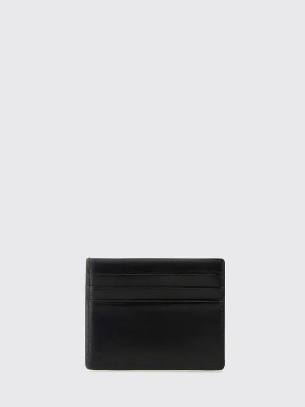 Versace Leather Card Holder With Medusa Plaque And Six Card Slots