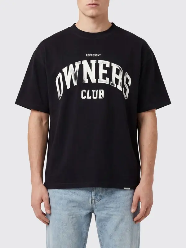 REPRESENT Vintage-style Cotton T-shirt With Printed Logo And Dropped Shoulders