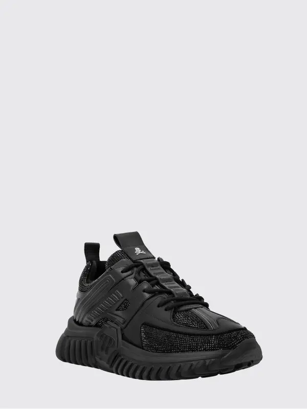 Philipp Plein Supersonic Crystal Embellished Leather And Suede Lace-up Sneakers