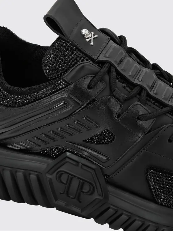 Philipp Plein Supersonic Crystal Embellished Leather And Suede Lace-up Sneakers