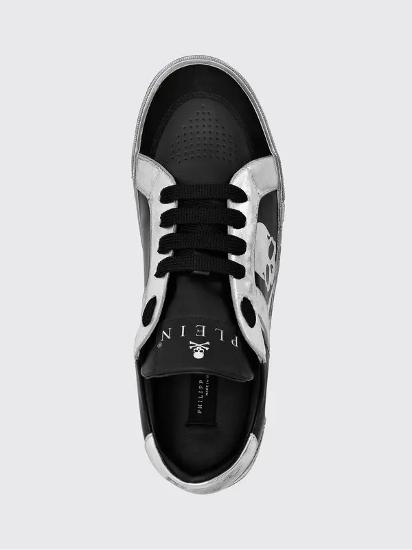 Philipp Plein Retrokickz Leather Sneakers With Skull Print And Distressed Effect