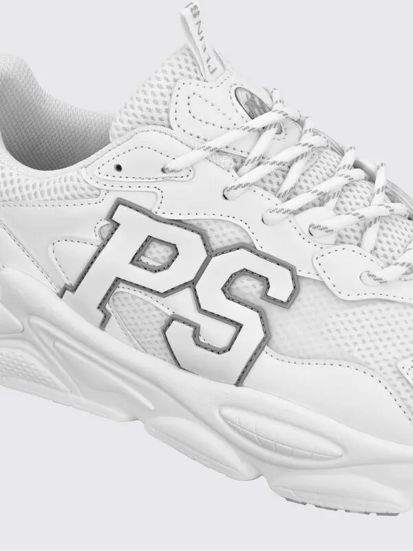 PLEIN SPORT Low-top Leather And Mesh Sneakers With Contrast Monogram - White