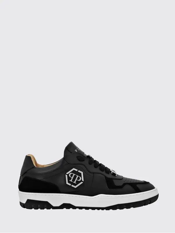 Philipp Plein Low-top Leather And Suede Sneakers With Hexagon Logo