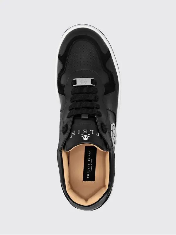 Philipp Plein Low-top Leather And Suede Sneakers With Hexagon Logo