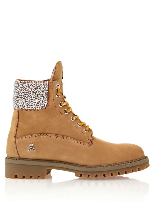 Philipp Plein Embellished Suede Combat Boots