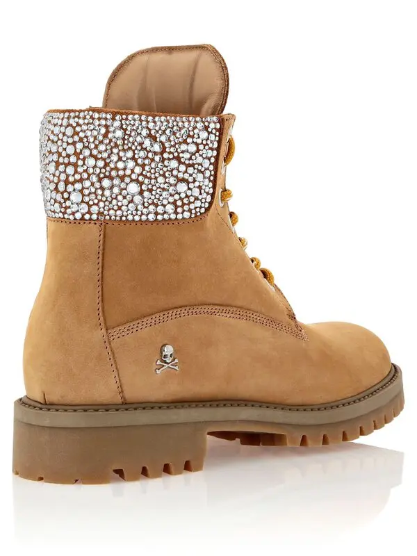 Philipp Plein Embellished Suede Combat Boots