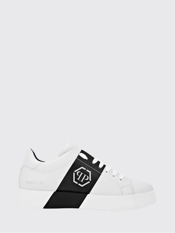 Philipp Plein Low-top Leather Sneakers With Monogram And Hexagon Logo