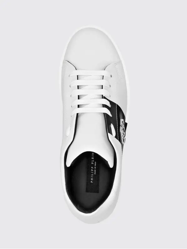 Philipp Plein Low-top Leather Sneakers With Monogram And Hexagon Logo