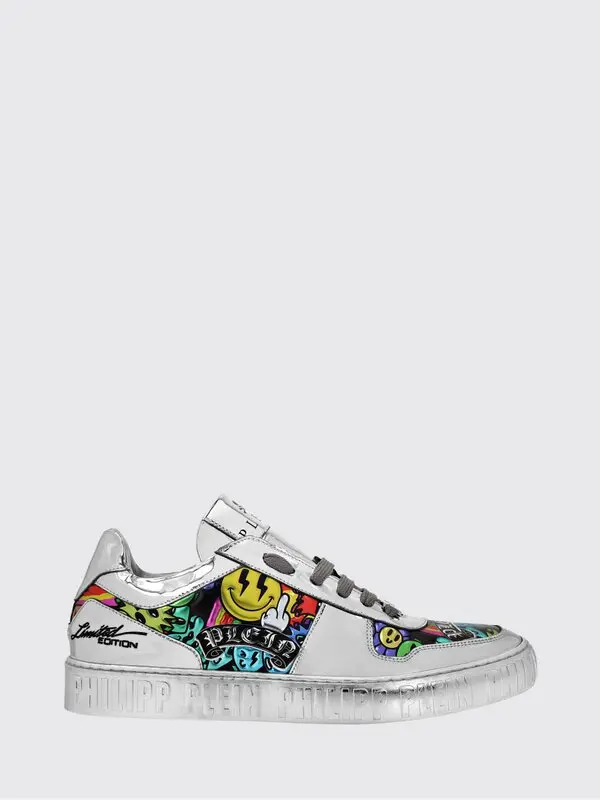 Philipp Plein Limited Edition Graphic Print Patent Leather Low Top Sneakers