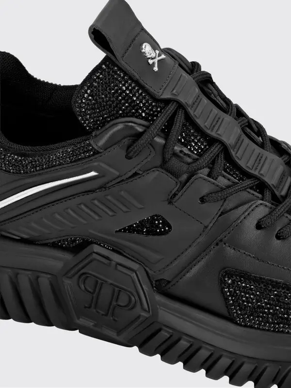 Philipp Plein Embellished Leather Low-top Sneakers - Black