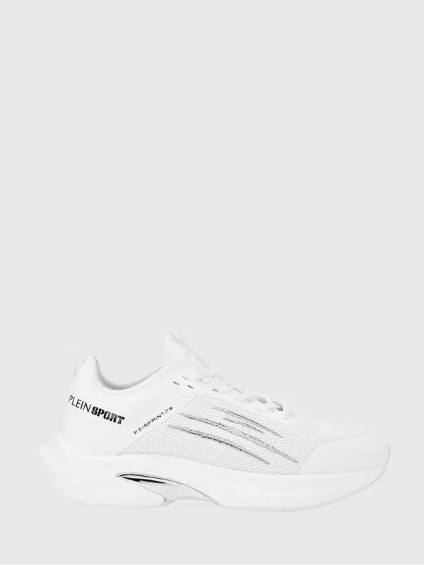 PLEIN SPORT Two-tone Mesh Sneakers With Printed Logo - Bianco 4