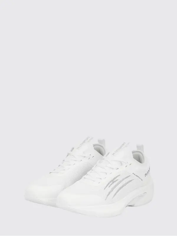 PLEIN SPORT Two-tone Mesh Sneakers With Printed Logo - Bianco 4