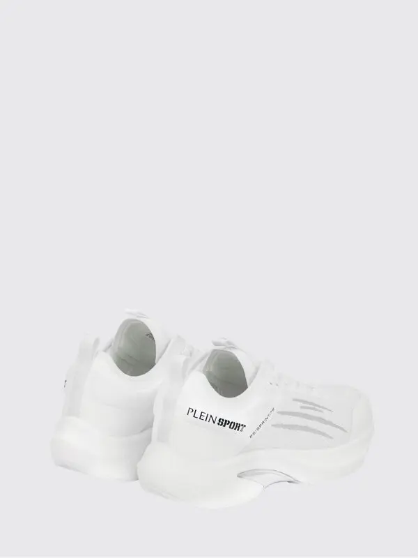 PLEIN SPORT Two-tone Mesh Sneakers With Printed Logo - Bianco 4