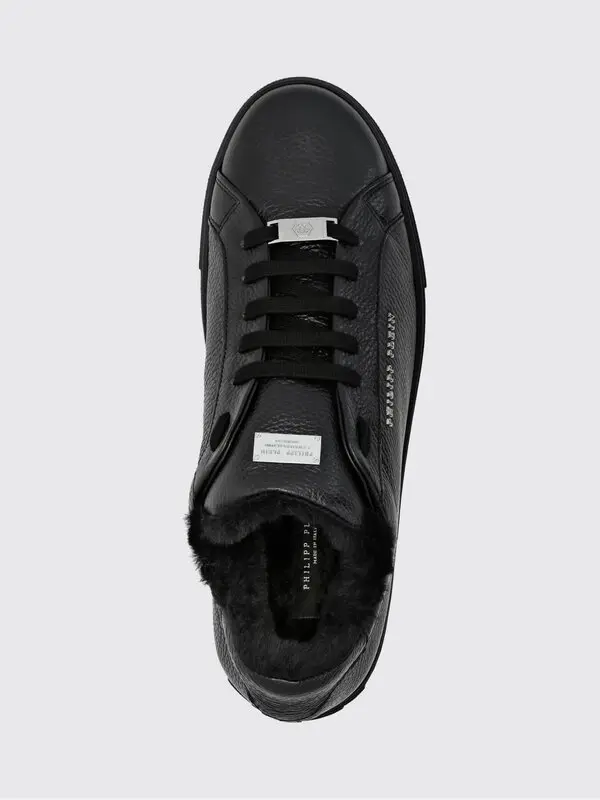 Philipp Plein Hammered Leather And Wool Low-top Sneakers