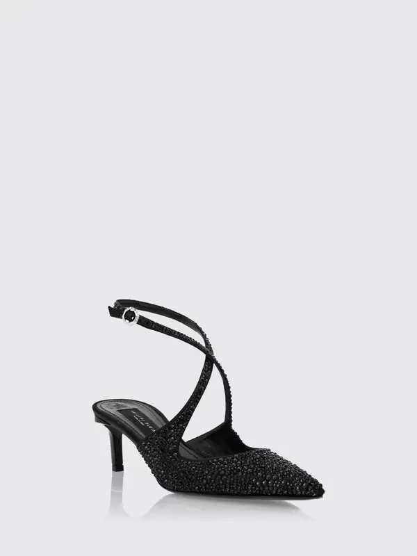Philipp Plein Embellished Satin Stiletto Pumps With Ankle Strap - Black