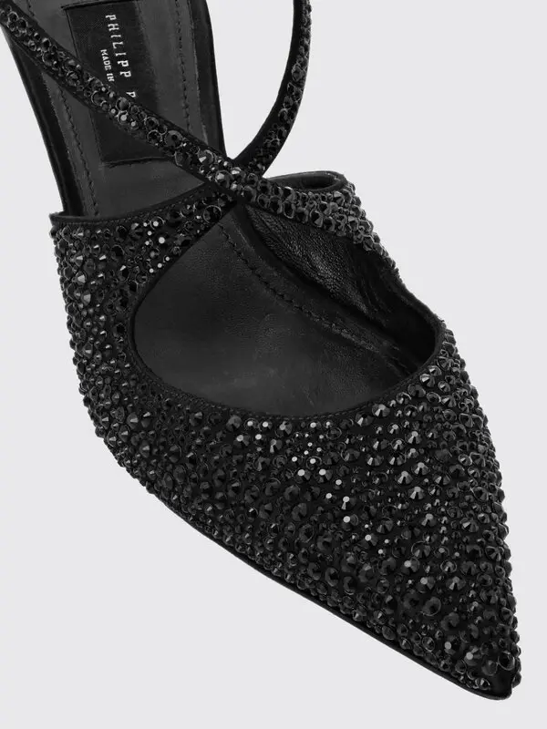 Philipp Plein Embellished Satin Stiletto Pumps With Ankle Strap - Black