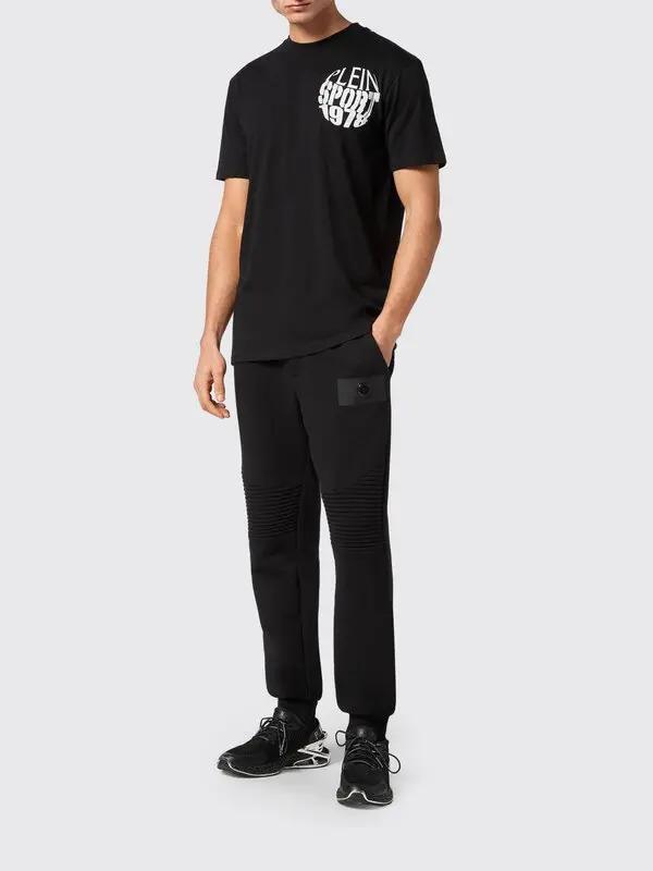 PLEIN SPORT Slim Fit Cotton T-shirt With Front Logo Print - White 1