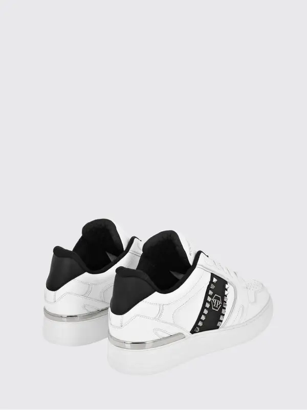 Philipp Plein Low-top Leather Sneakers With Hexagon Logo And Studs