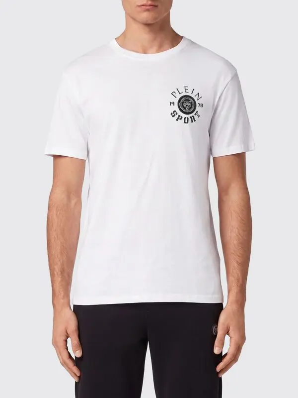 PLEIN SPORT Slim Fit Cotton T-shirt With Contrast Front Logo